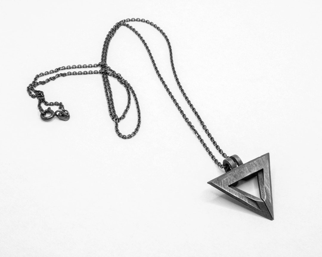 Mens Necklace Designs, Unique Triangle Shape Pendant Solid 925 Sterling ...
