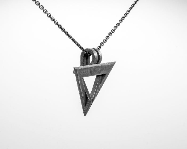 Mens Necklace Designs, Unique Triangle Shape Pendant Solid 925 Sterling ...