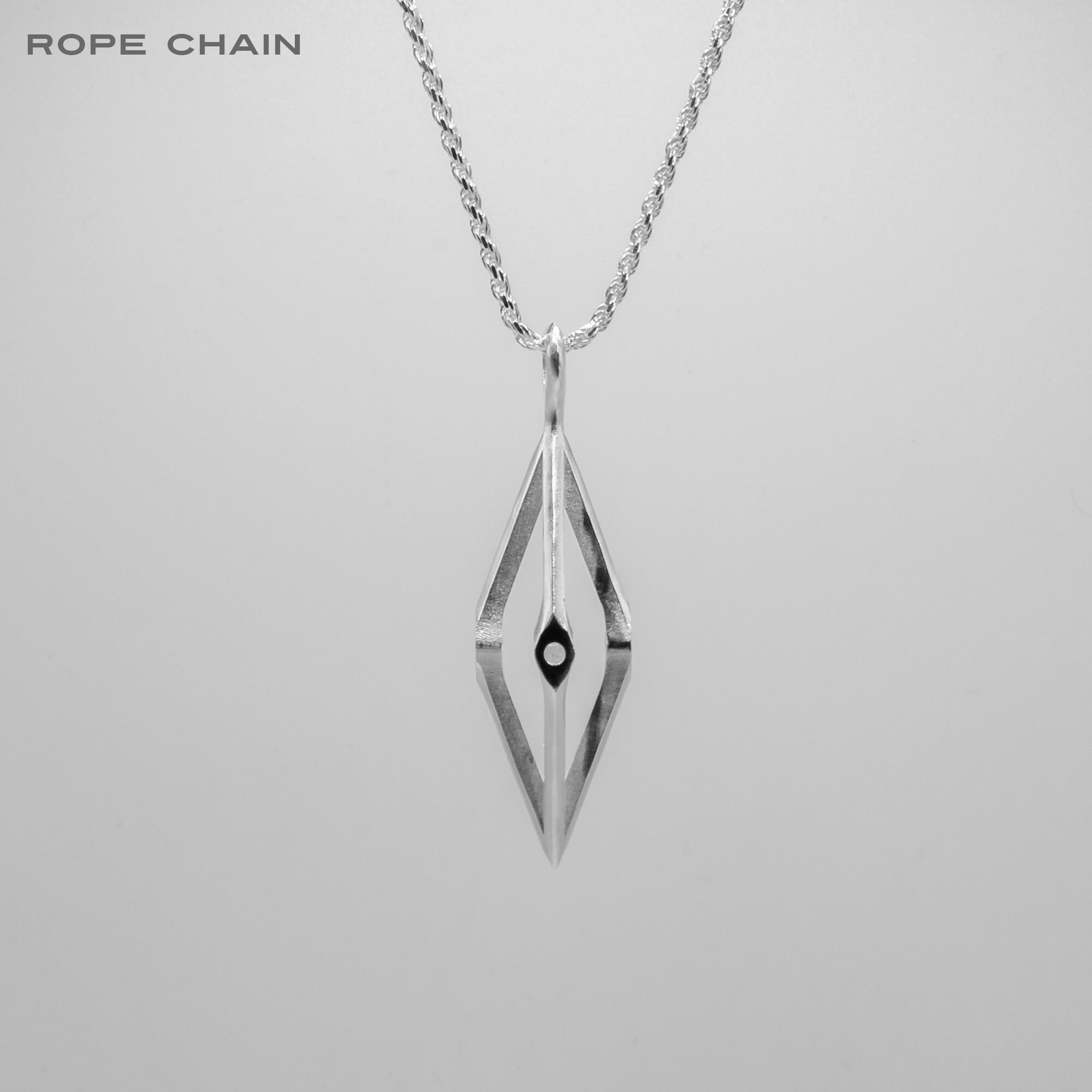 Rhombus Shape Mens Necklace, Solid 925 Sterling Silver, Handmade in USA ...