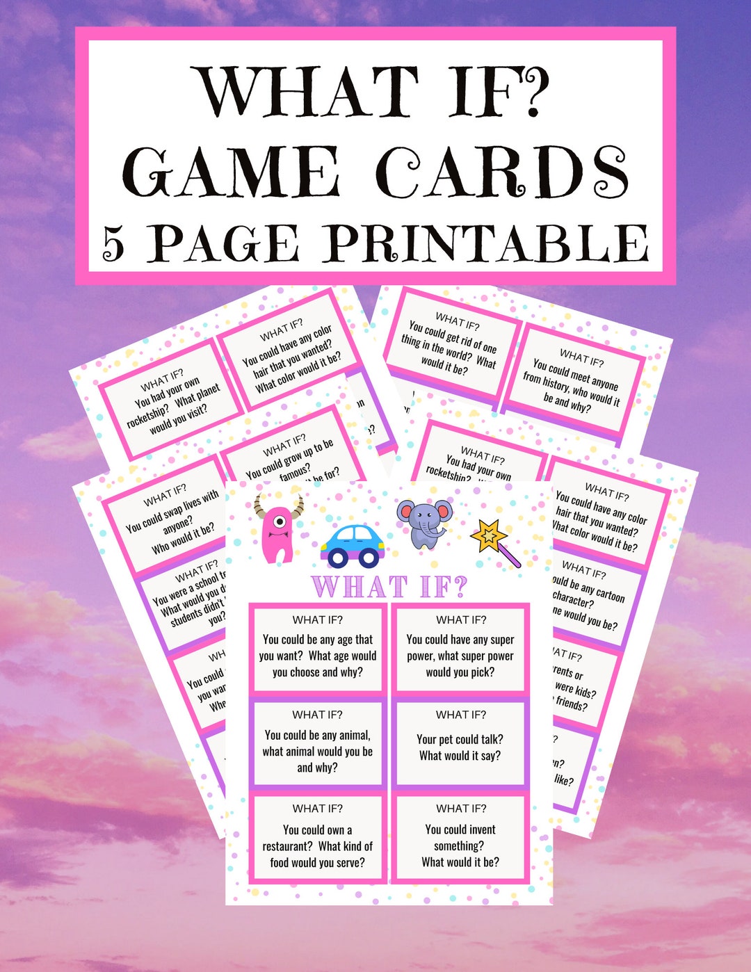 WHAT IF? Printable Game Cards for Kids, Printable Fun Pages for Kids ...