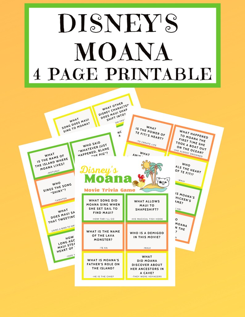 Moana Trivia Game | Moana Birthday Game | Moana Games for Moana Party ...