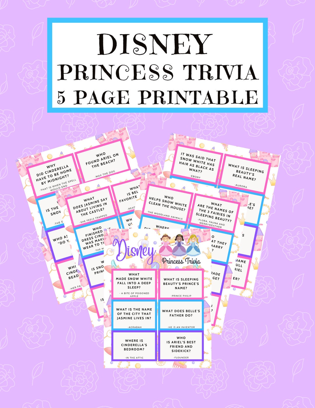 Favorite Princess Trivia Game!! Printable Games for Kids, Fun Pages for ...