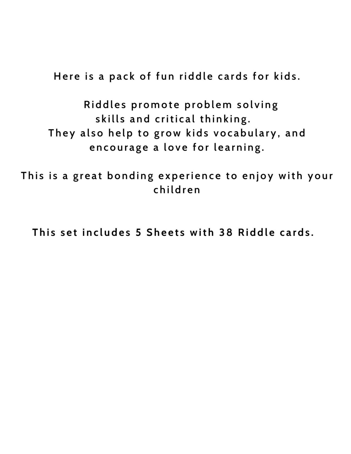 Riddle Fun Pages for Kids Printable Kids Activities Family Game Night ...