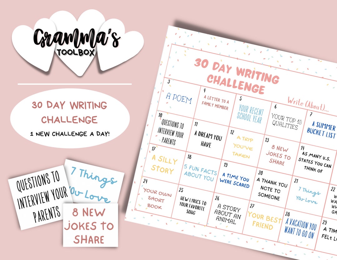 30-day Writing Challenge!! Printable Games for Kids, Fun Pages for Kids ...