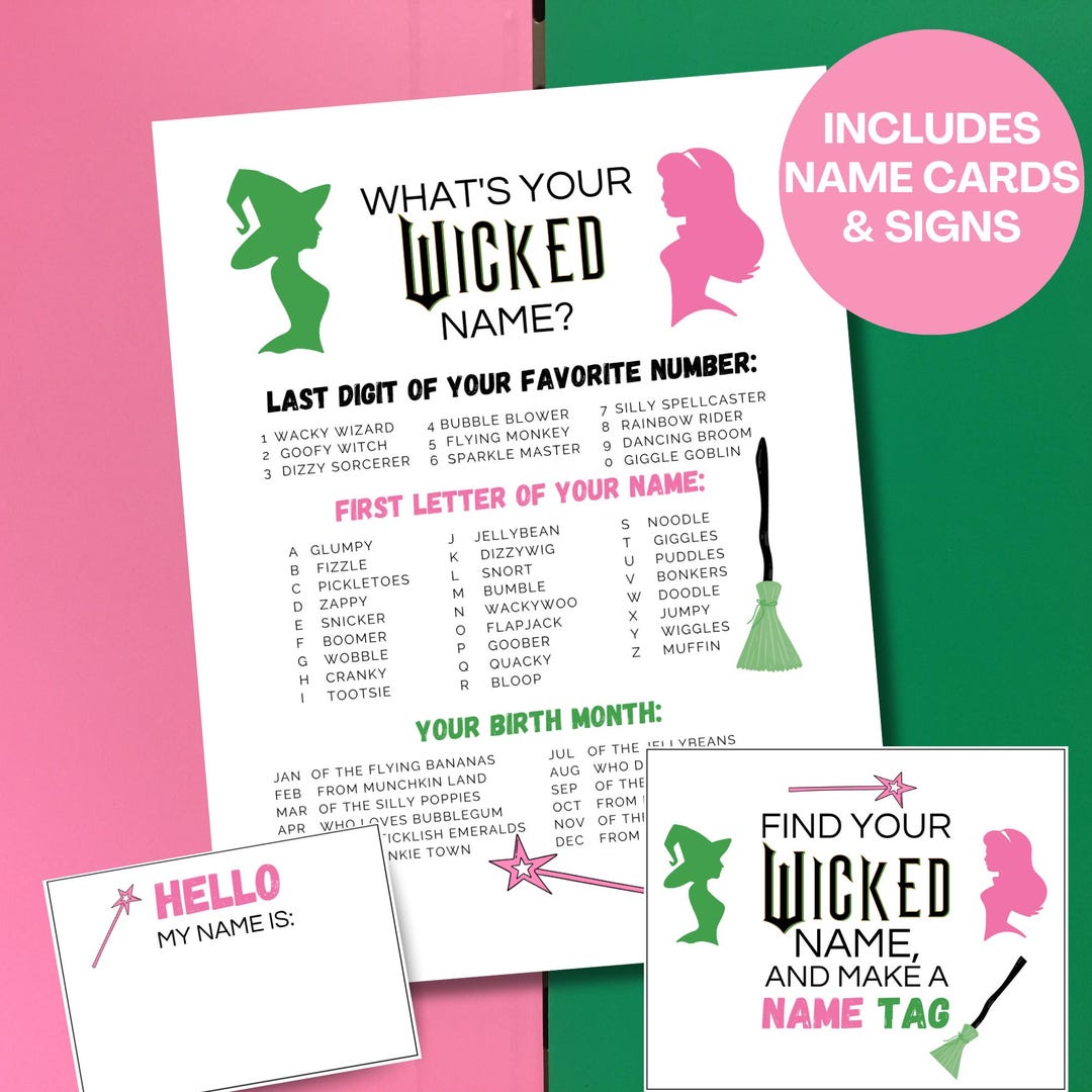 What's Your Wicked Name Game, Wicked Birthday Party Games, Wizard of Oz ...