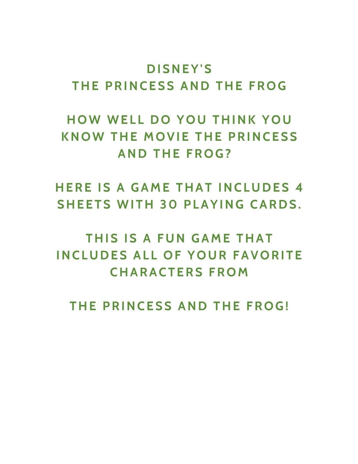 The Princess and the Frog Trivia Game, Party Games for Kids, Tiana ...