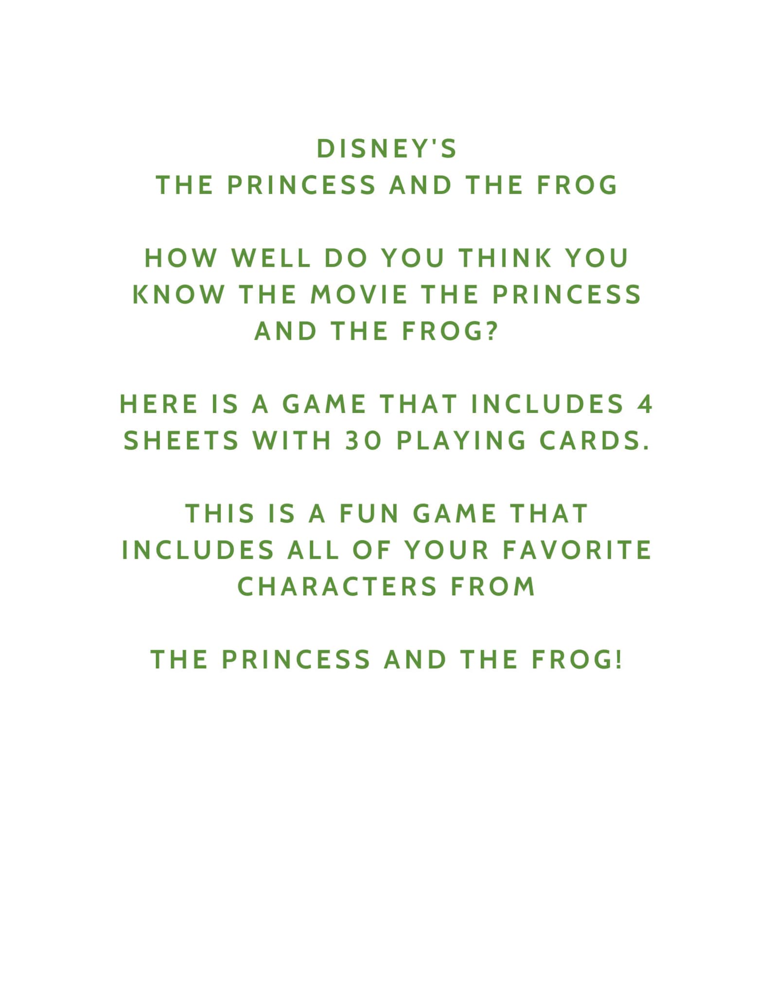 The Princess and the Frog Trivia Game Games for Kids - Etsy