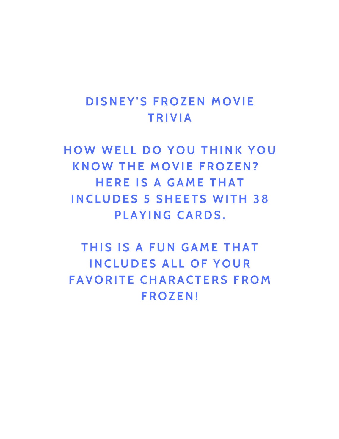 Frozen Trivia Game Printable | Frozen Party Games | Disney Trivia Game ...