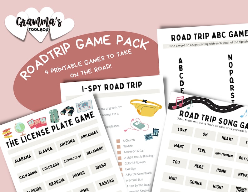 Road Trip Game Bundle Printables for Kids and Adults, Indoor and ...