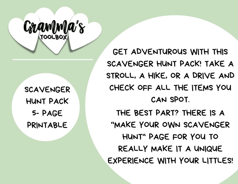 Scavenger Hunt 5 Page Printable Pack!! Printables for Kids and Adults ...