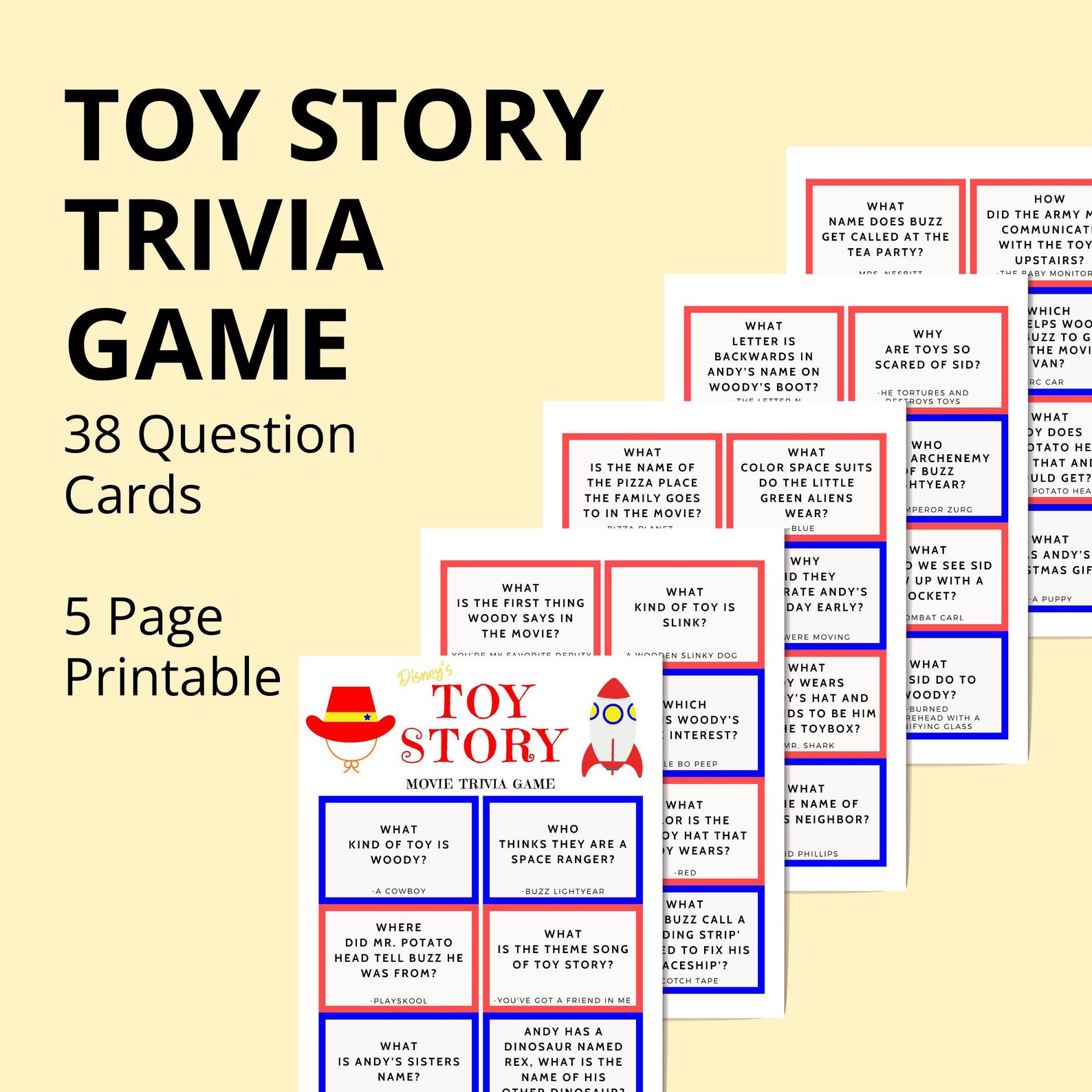Toy Story Trivia Game Printable Pixar Trivia Games for Kids & Adults ...