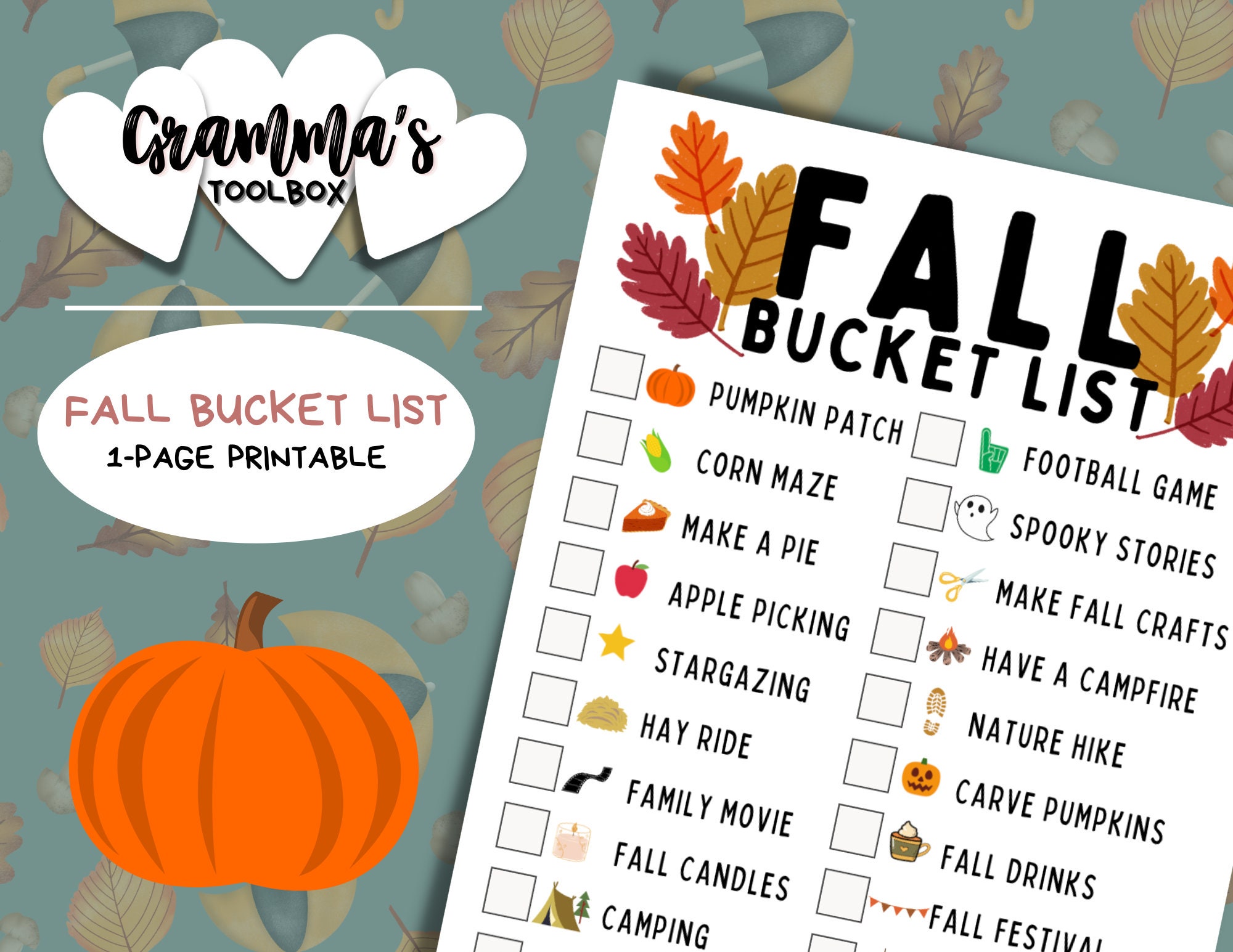Fall Bucket List Challenge Printable Games for Kids, Fun Pages for Kids ...