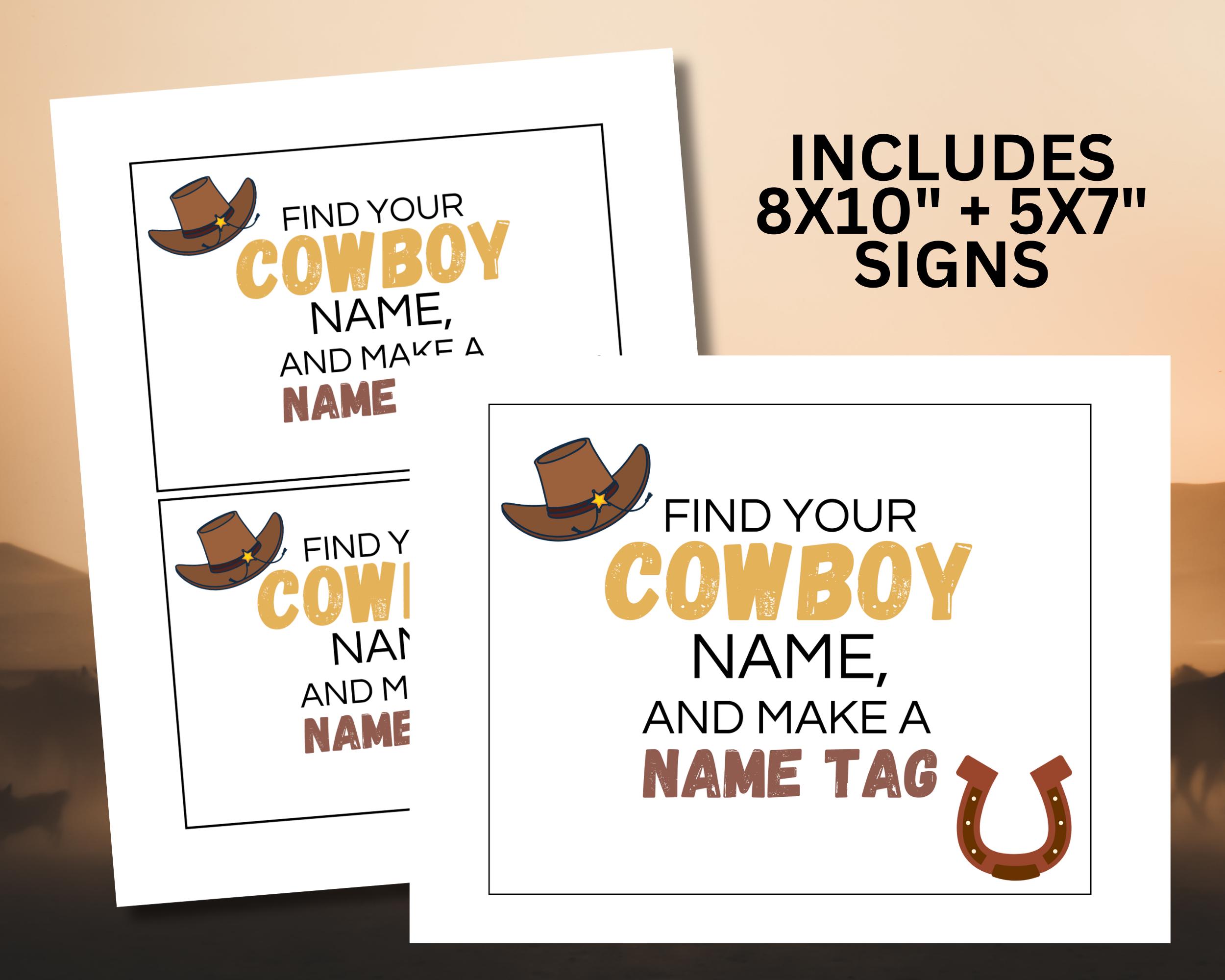 What's Your Cowboy Name Game Printable, Western Party Games, Cowboy ...