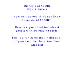 Aladdin Trivia Game Printable Games for Kids, Printable Fun Pages, Test ...