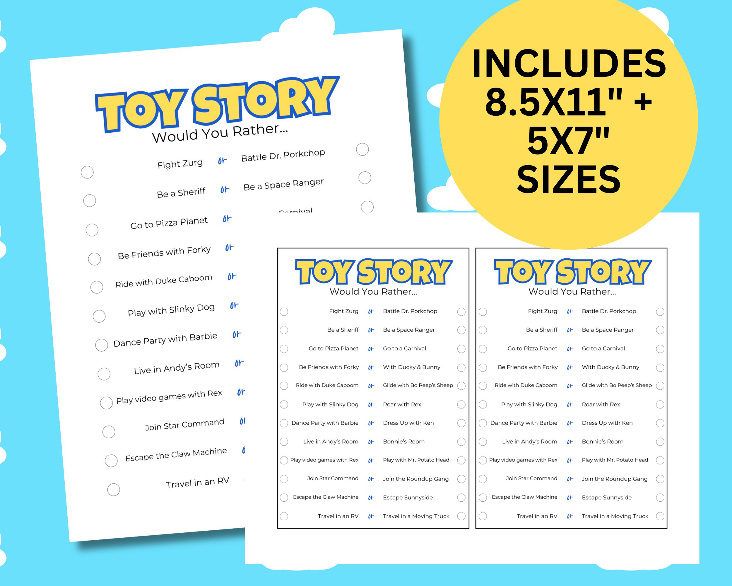 Toy Story Party Game, Would You Rather Woody Buzz Birthday Activities ...