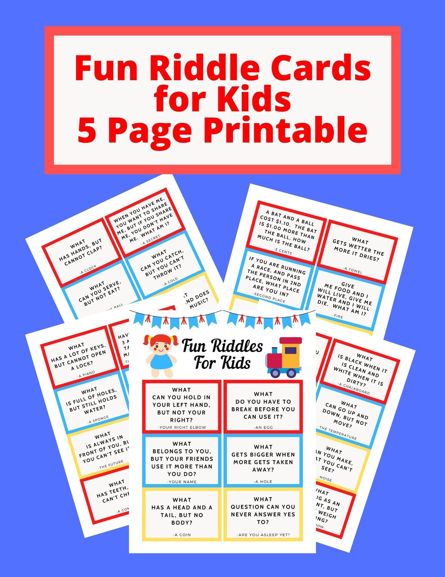Riddle Fun Pages for Kids Printable Kids Activities Family Game Night ...