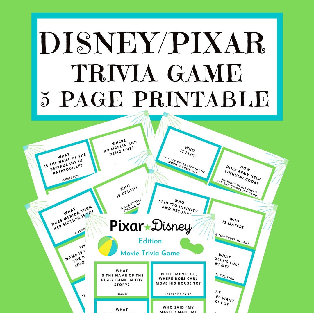 Pixar Trivia Game Printable | Pixar Party Games for Kids | Disney ...