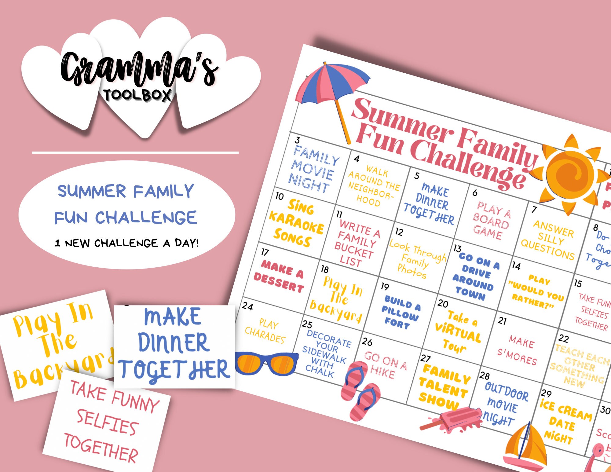 Summer Family Fun Challenge Printable Games for Kids, Fun Pages for ...
