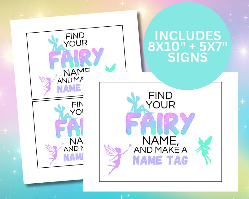What's Your Fairy Name Printable Party Game, Fairy Name Generator ...