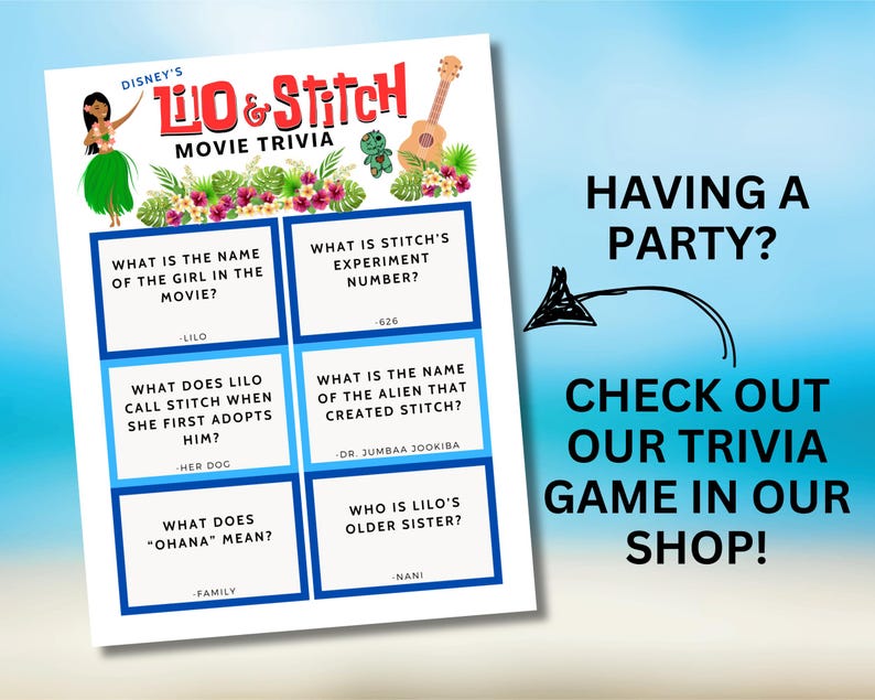 What's Your Stitch Name Game, Lilo and Stitch Party Game, Lilo & Stitch ...