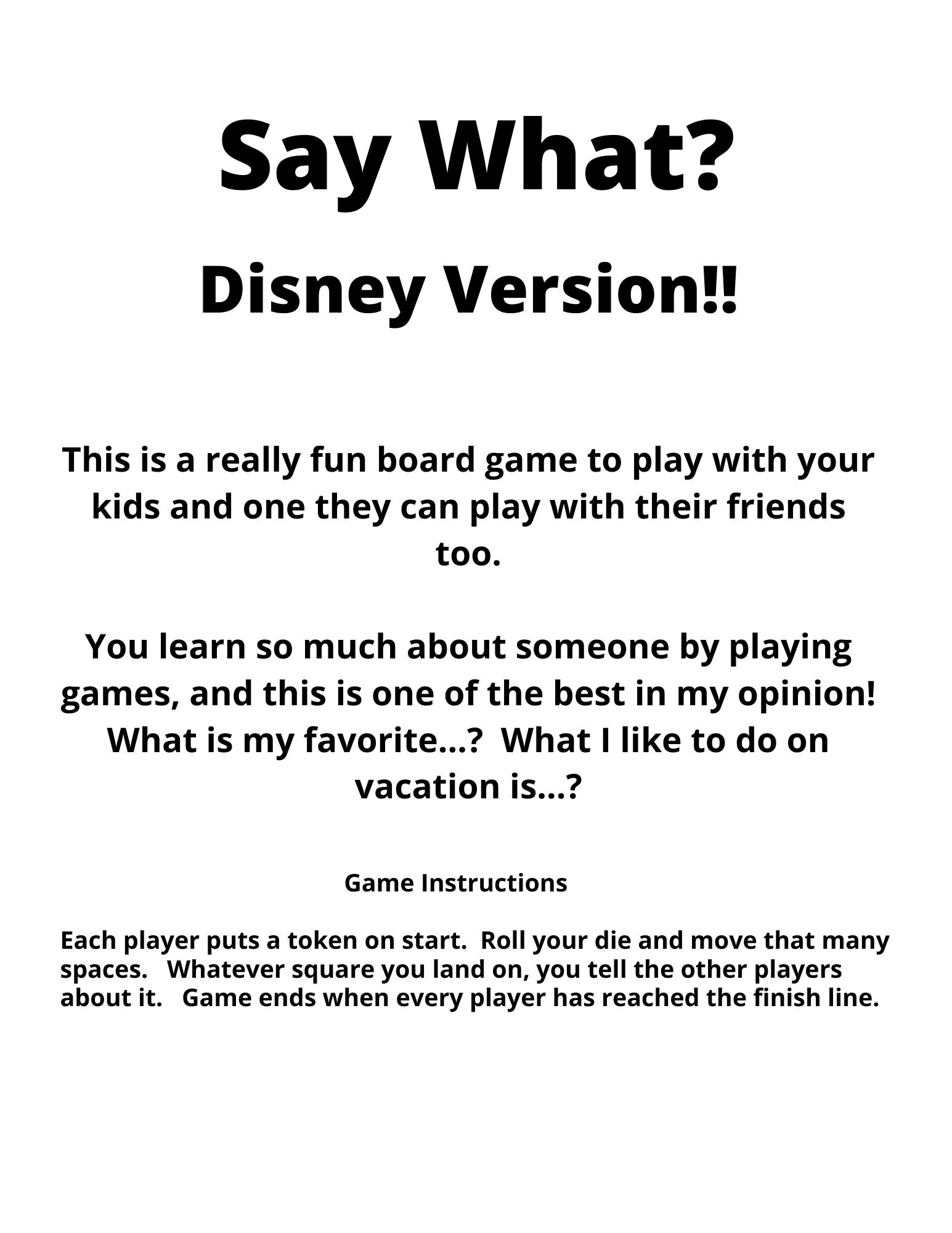 Say What Printable Board Game Printable Fun Pages for Kids - Etsy Canada