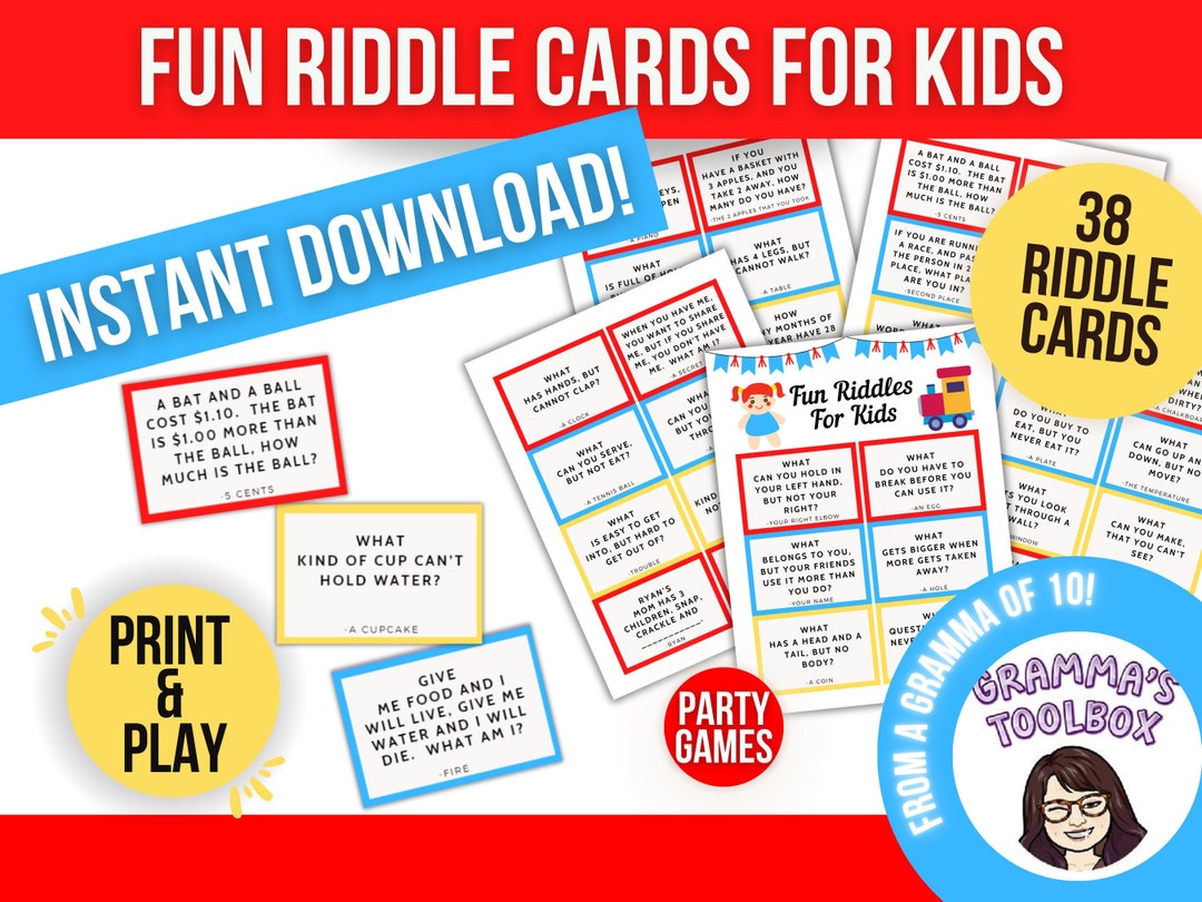 Riddle Fun Pages for Kids Printable Kids Activities Family Game Night ...