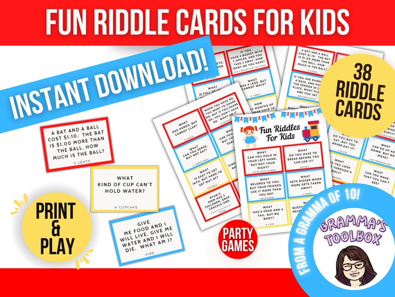 Riddle Fun Pages for Kids Printable Kids Activities Family Game Night ...