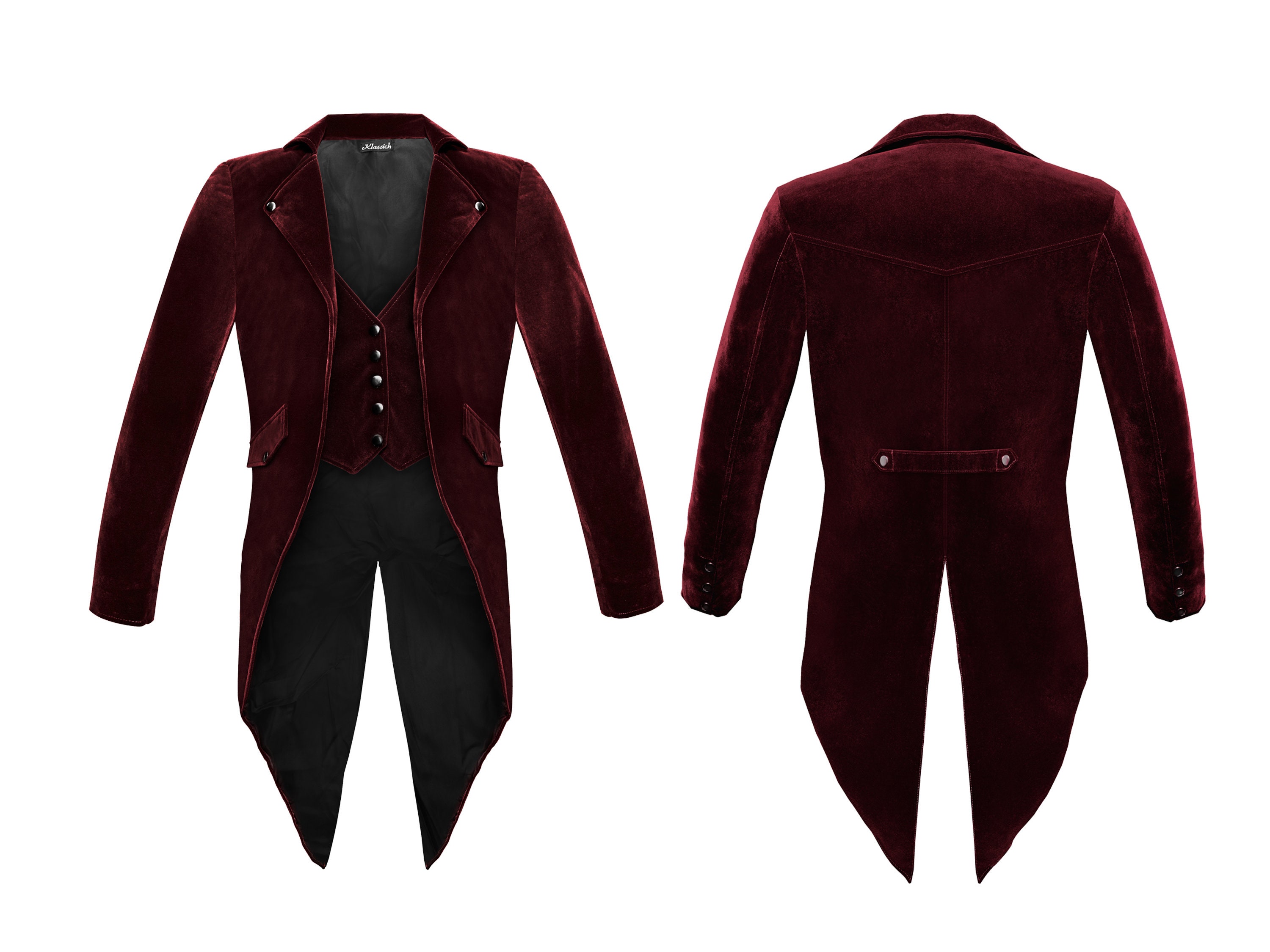 Mens Steampunk Regency Tailcoat Velvet Jacket Gothic Victorian Coat VTG ...