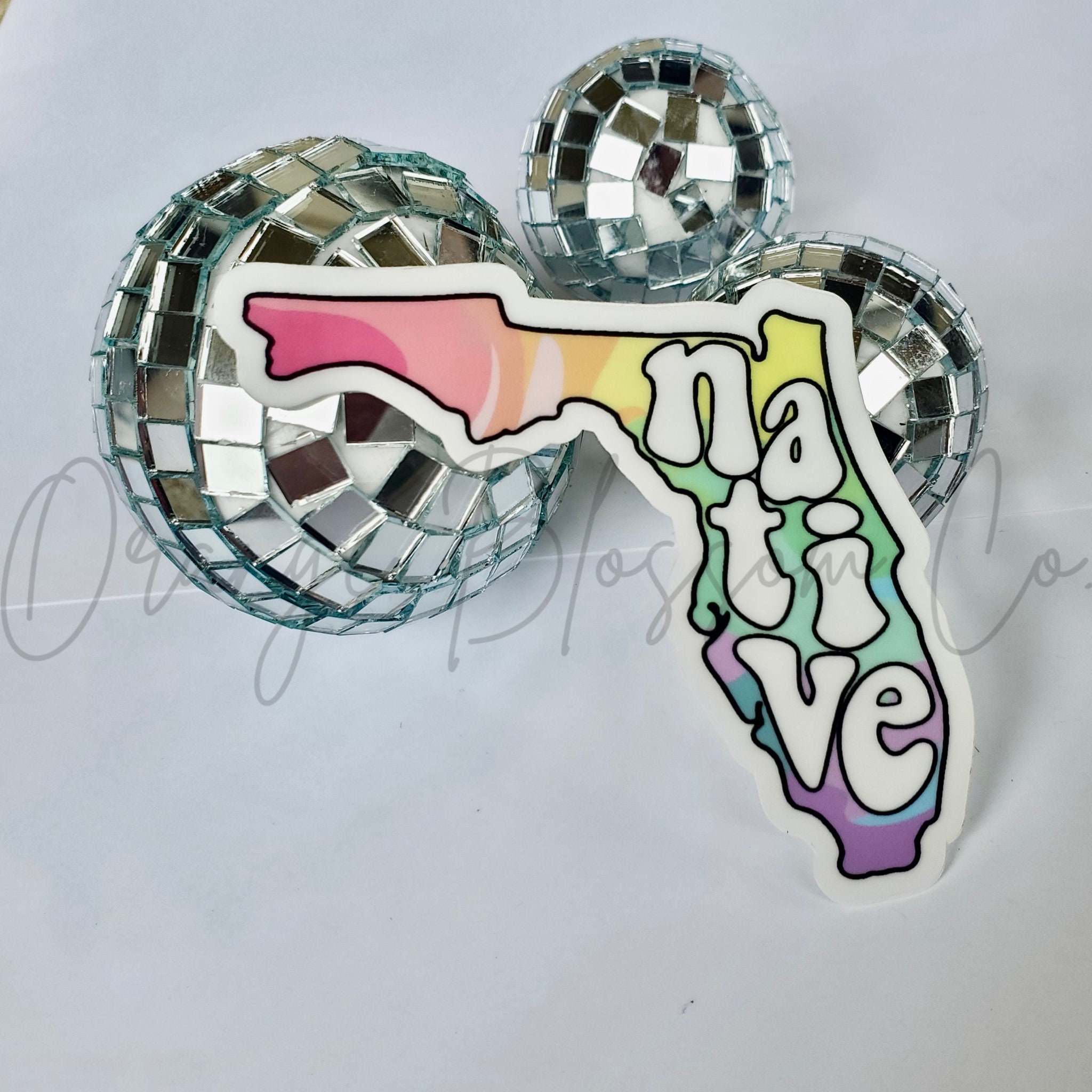 Florida Native Sticker Tie Dye Marble Rainbow Pastel Groovy State ...