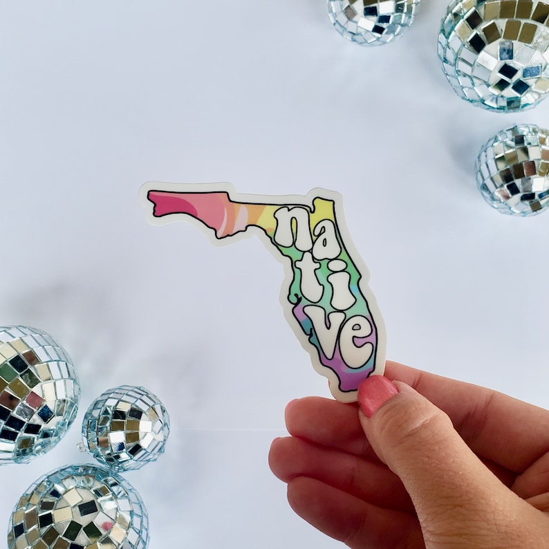 Florida Native Sticker | Tie Dye · Marble · Rainbow · Pastel · Groovy ...