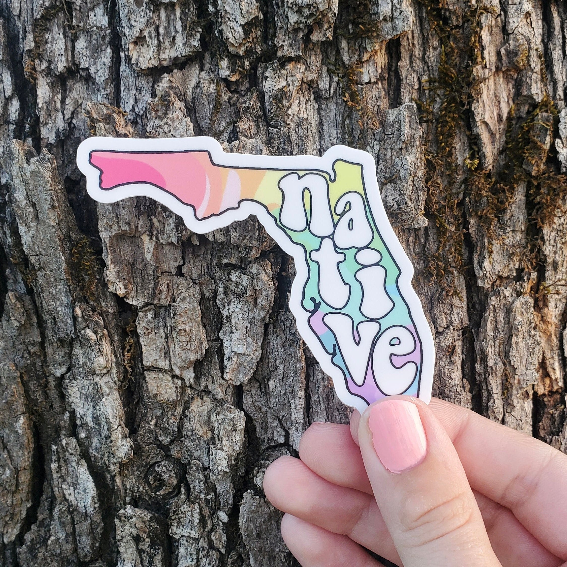 Florida Native Sticker | Tie Dye · Marble · Rainbow · Pastel · Groovy ...