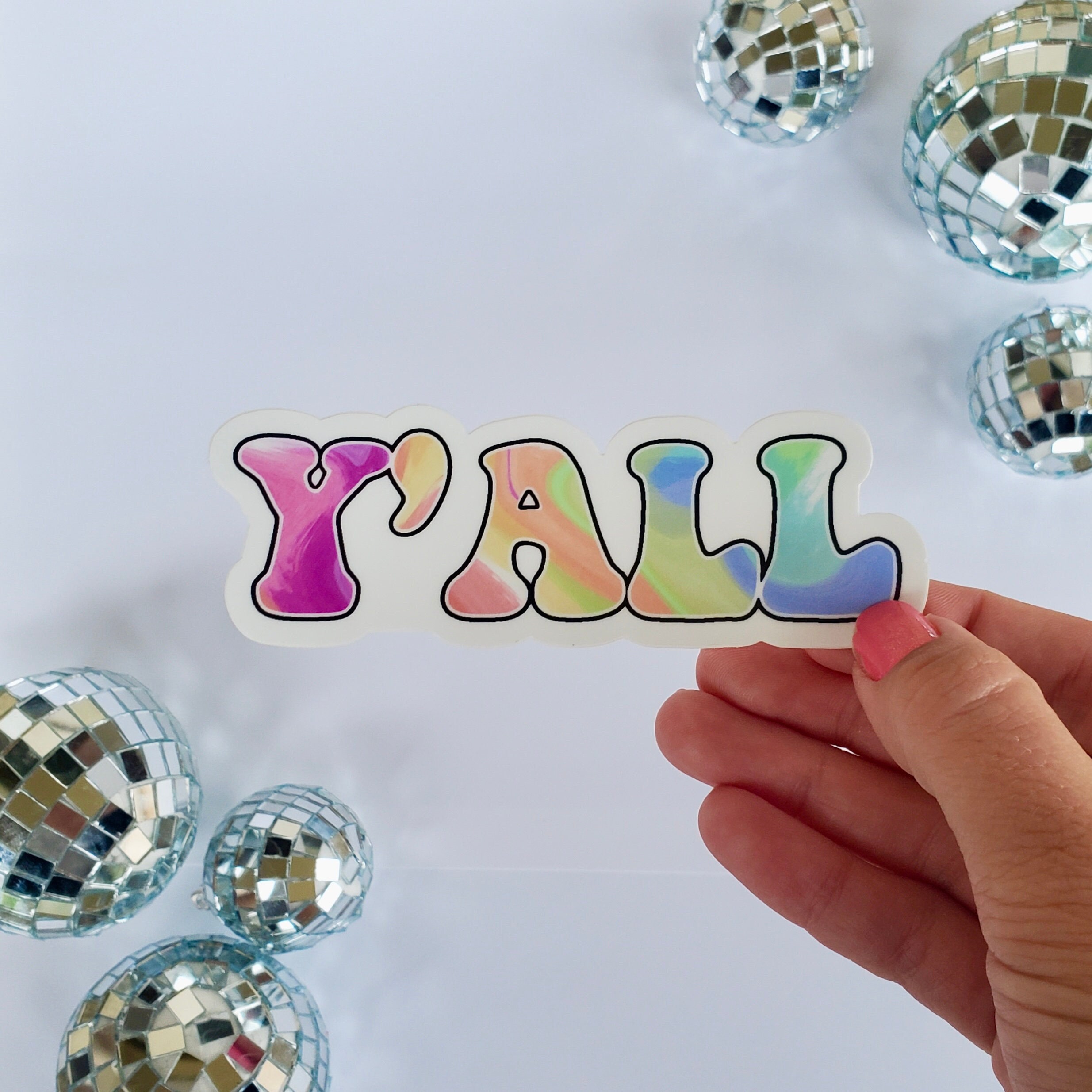 Yall Sticker Tie Dye Pastel Painted Cute Decal Waterproof Rainbow ...