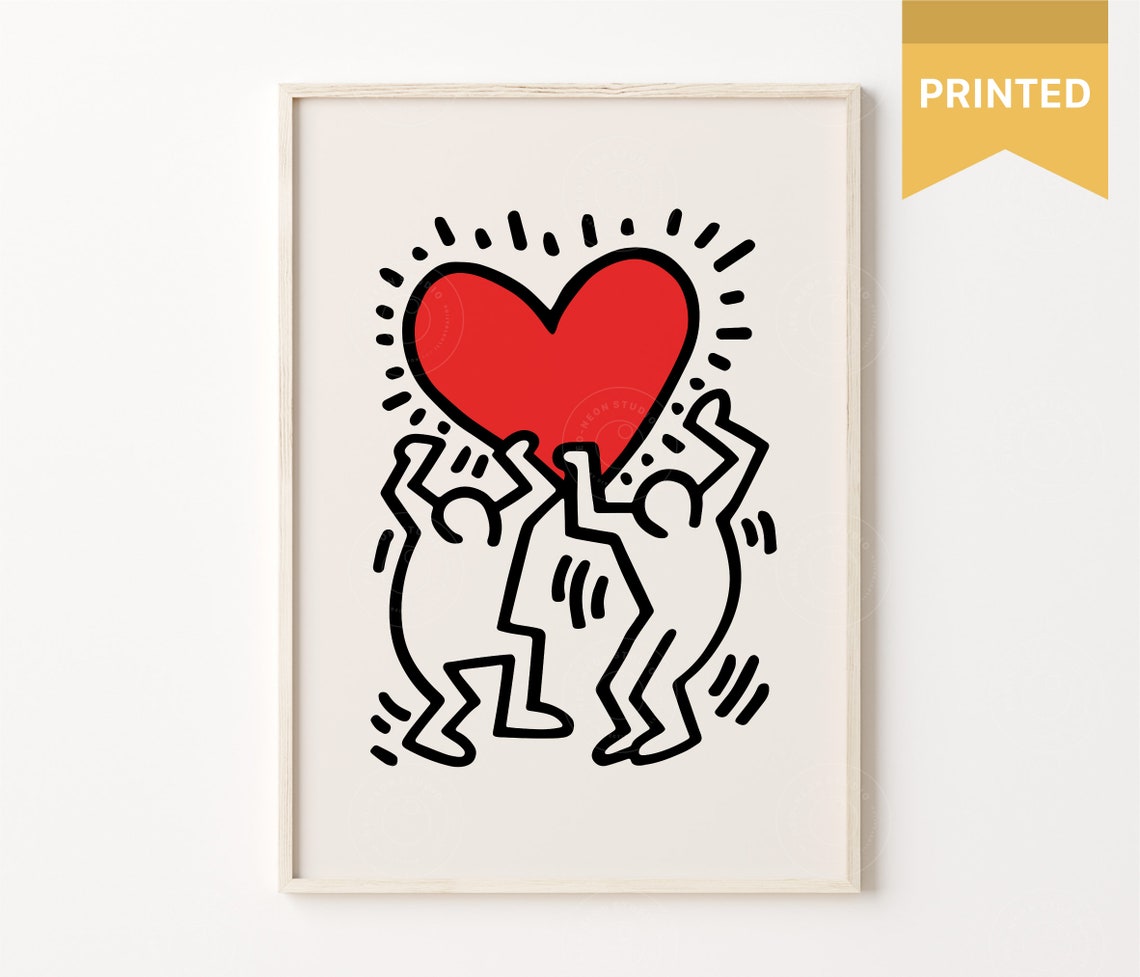 Keith Haring Heart Poster, Keith Haring Print, Line Art Haring, Keith ...