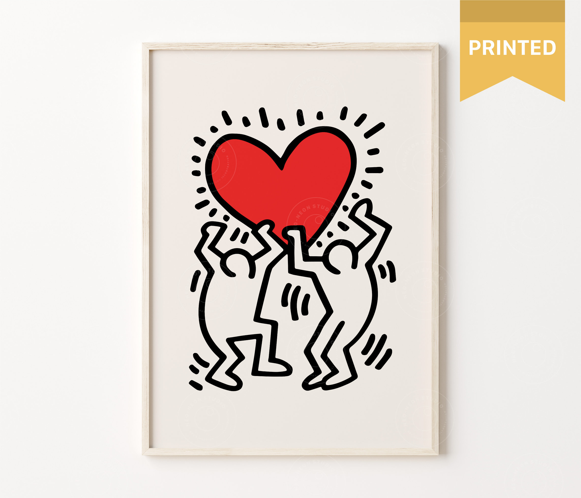 Keith Haring Heart Poster, Keith Haring Print, Line Art Haring, Keith ...