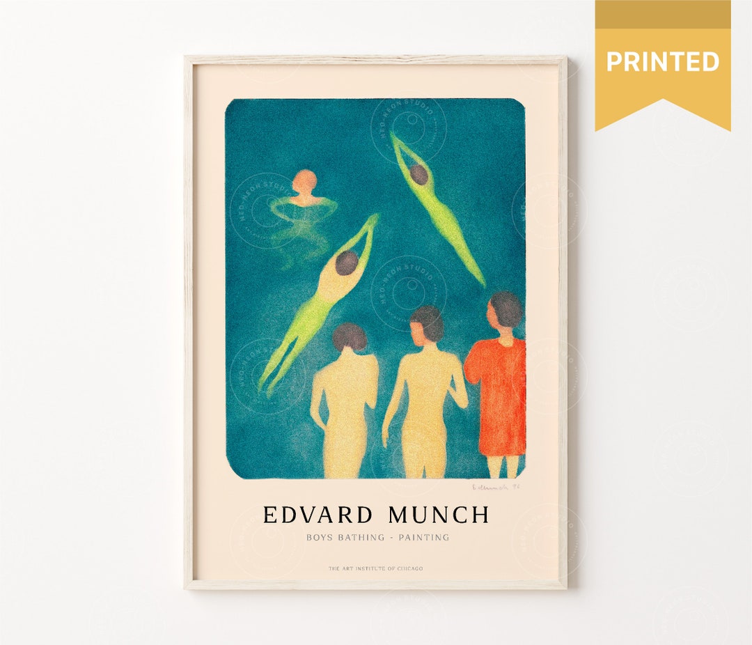 Edvard Munch Boys Bath Print, Love Kiss Art Print, Edvard Munch Poster ...