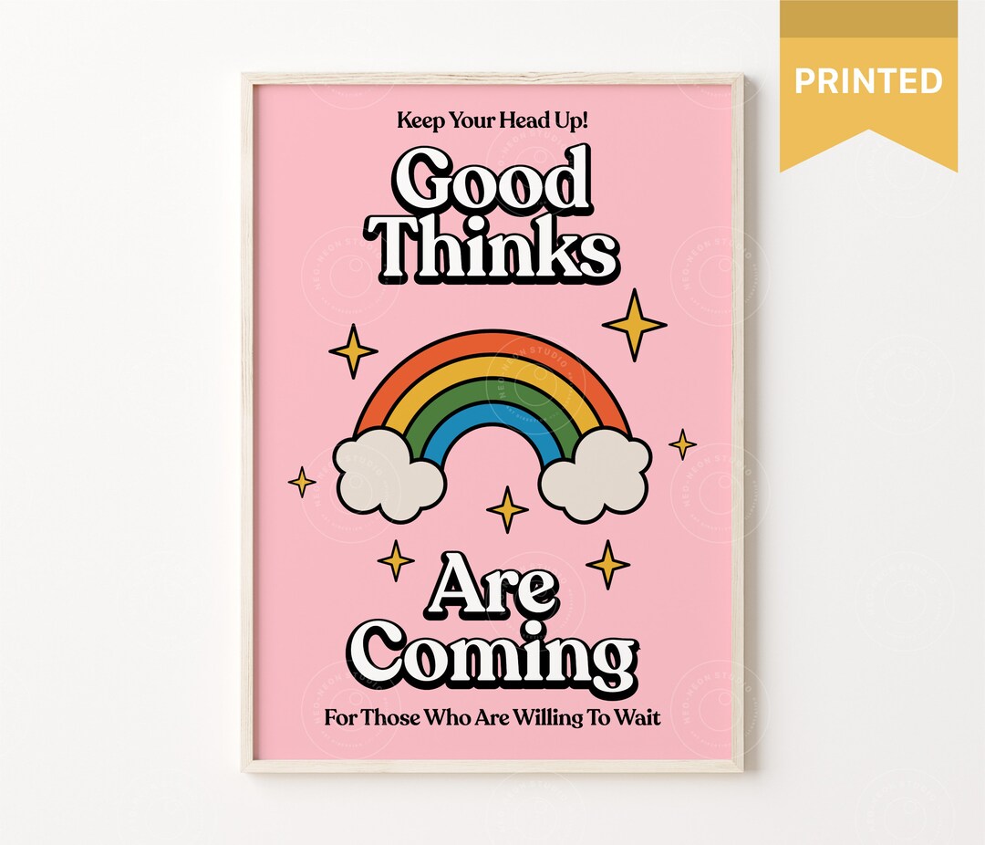 Good Things Are Coming, Groovy 80's Print, Retro Rainbow Poster, Good ...