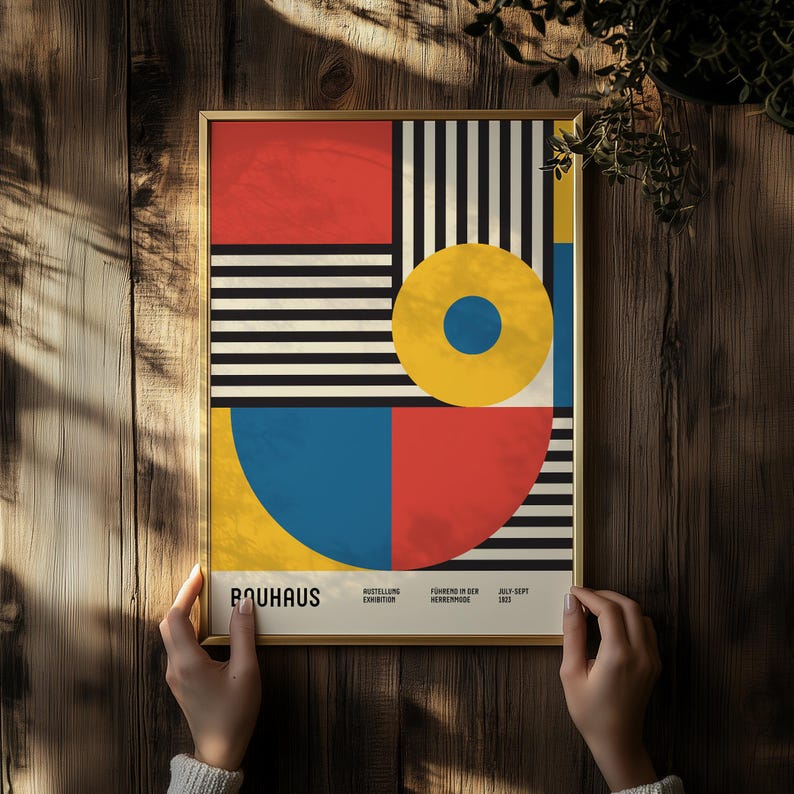 Bauhaus Geometric Exhibition Poster, Mid Century Modern Print, Weimar ...