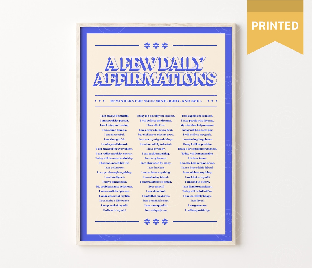 Daily Affirmations Poster, Retro Wall Art, Retro Wall Art, Motivational ...