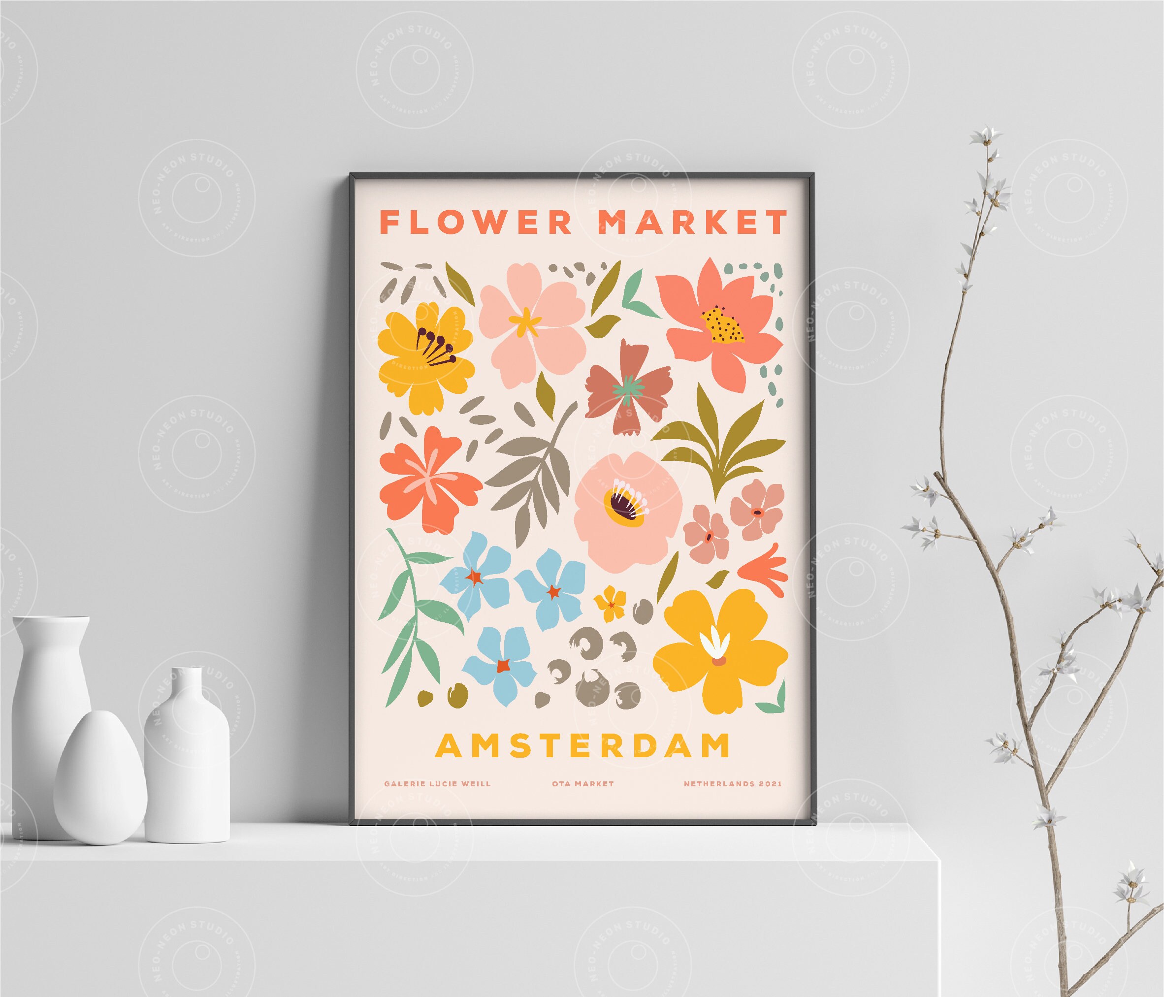 Printed Flower Flower Poster Flower Market Poster Flower - Etsy