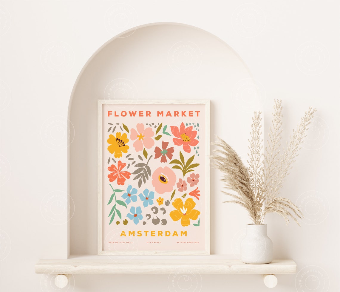 Printed Flower Flower Poster Flower Market Poster Flower - Etsy