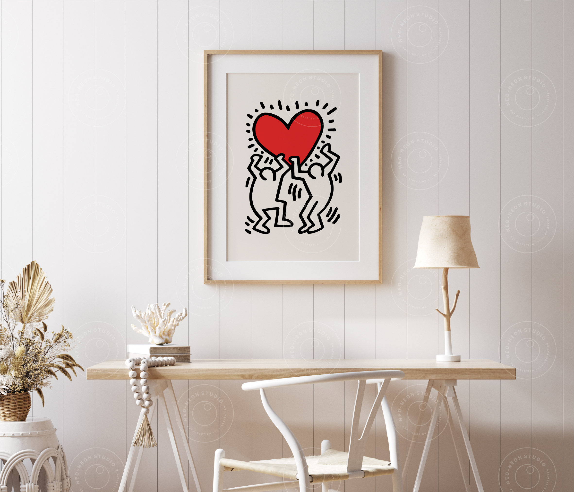 Keith Haring Heart Poster, Keith Haring Print, Line Art Haring, Keith ...