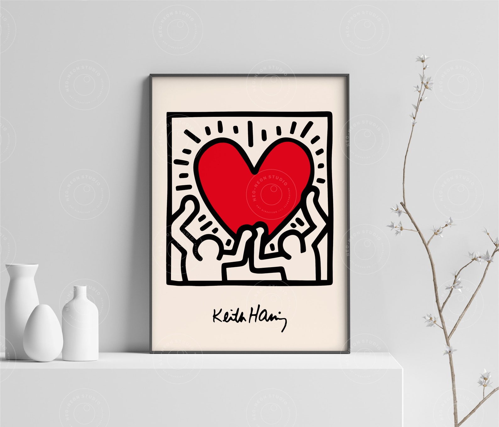 Keith Haring Heart Poster, Keith Haring Print, Line Art Haring, Keith ...