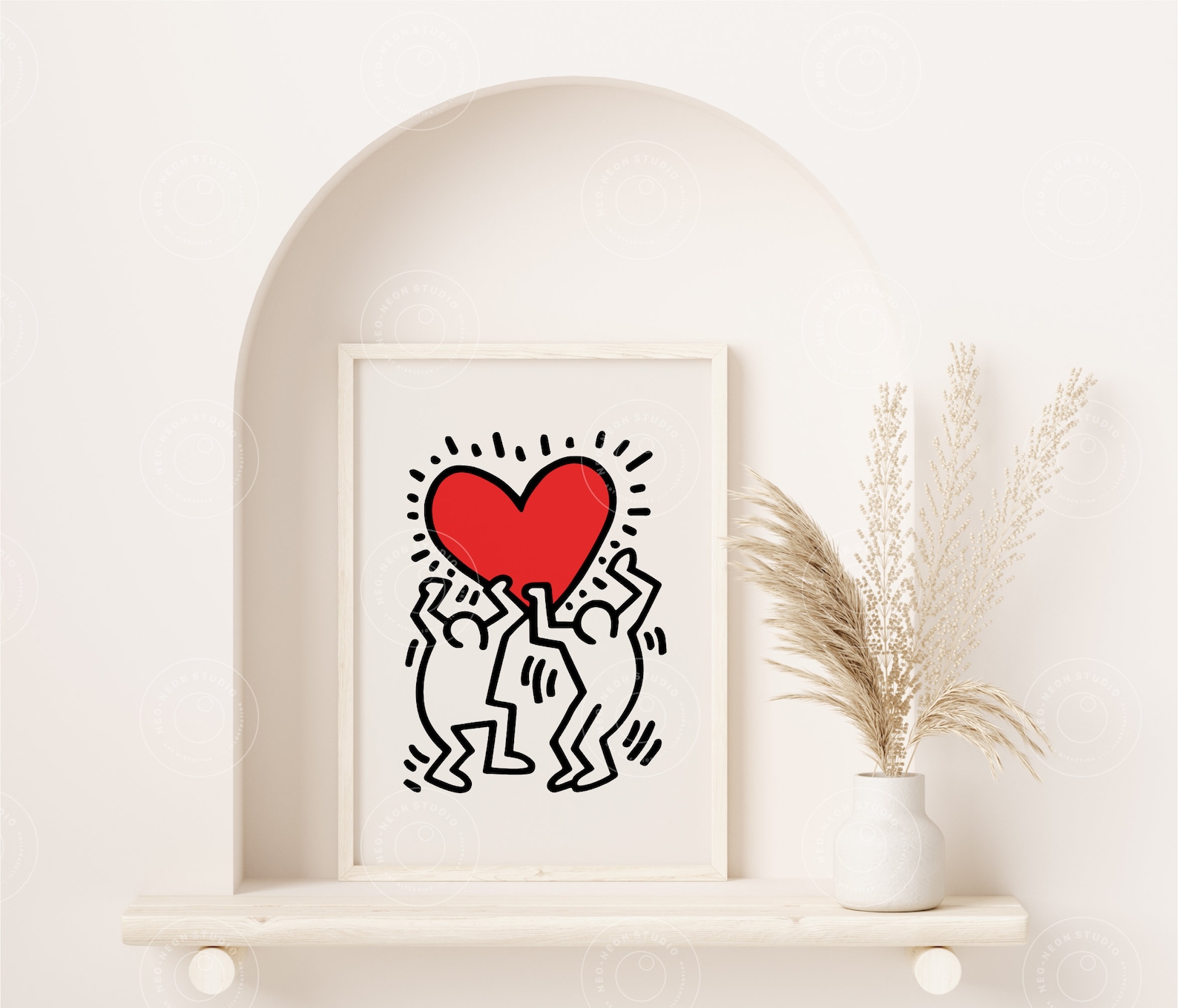 Keith Haring Heart Poster, Keith Haring Print, Line Art Haring, Keith ...