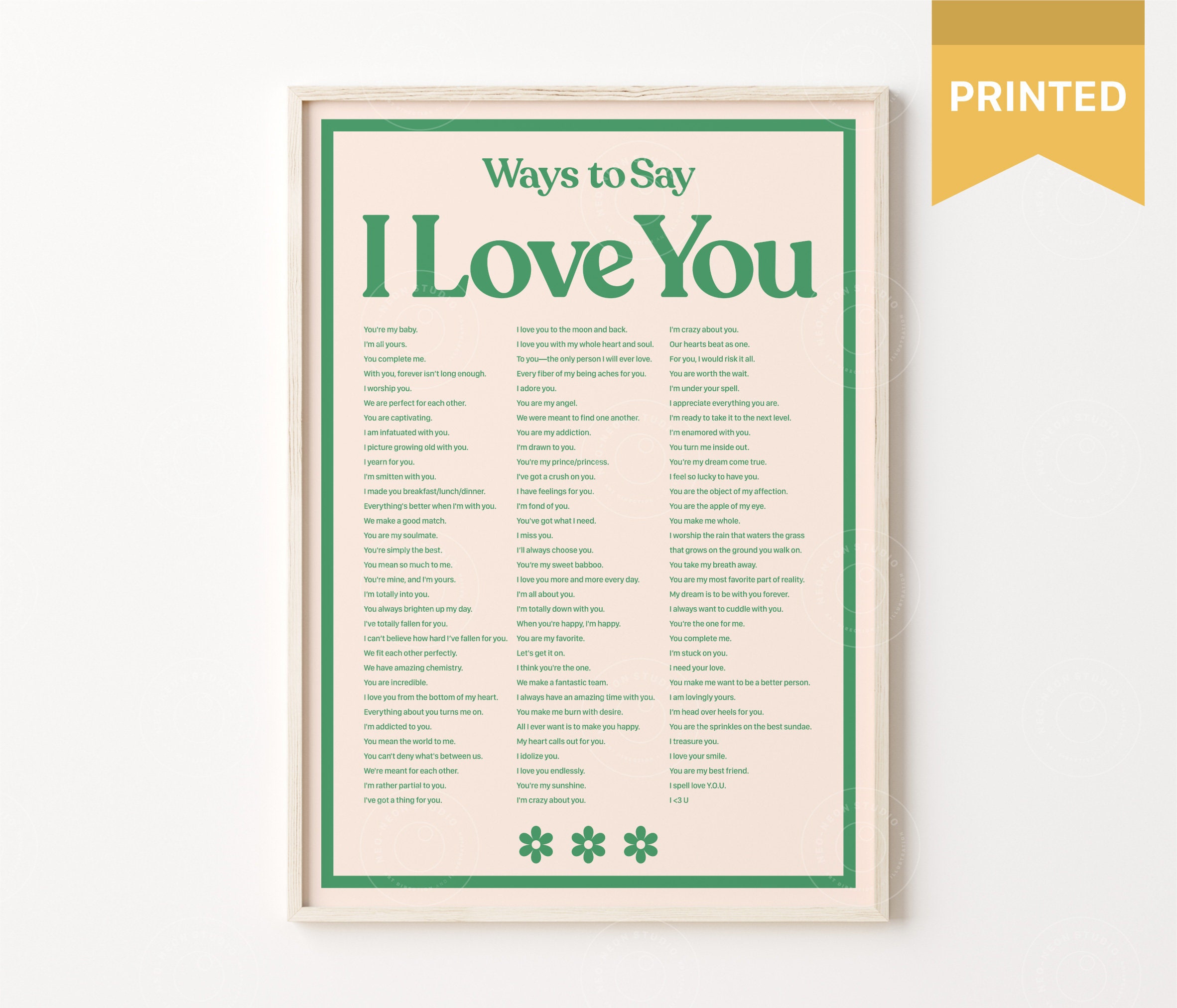 I Love You Print Typographic Poster Ways to Say I Love You - Etsy