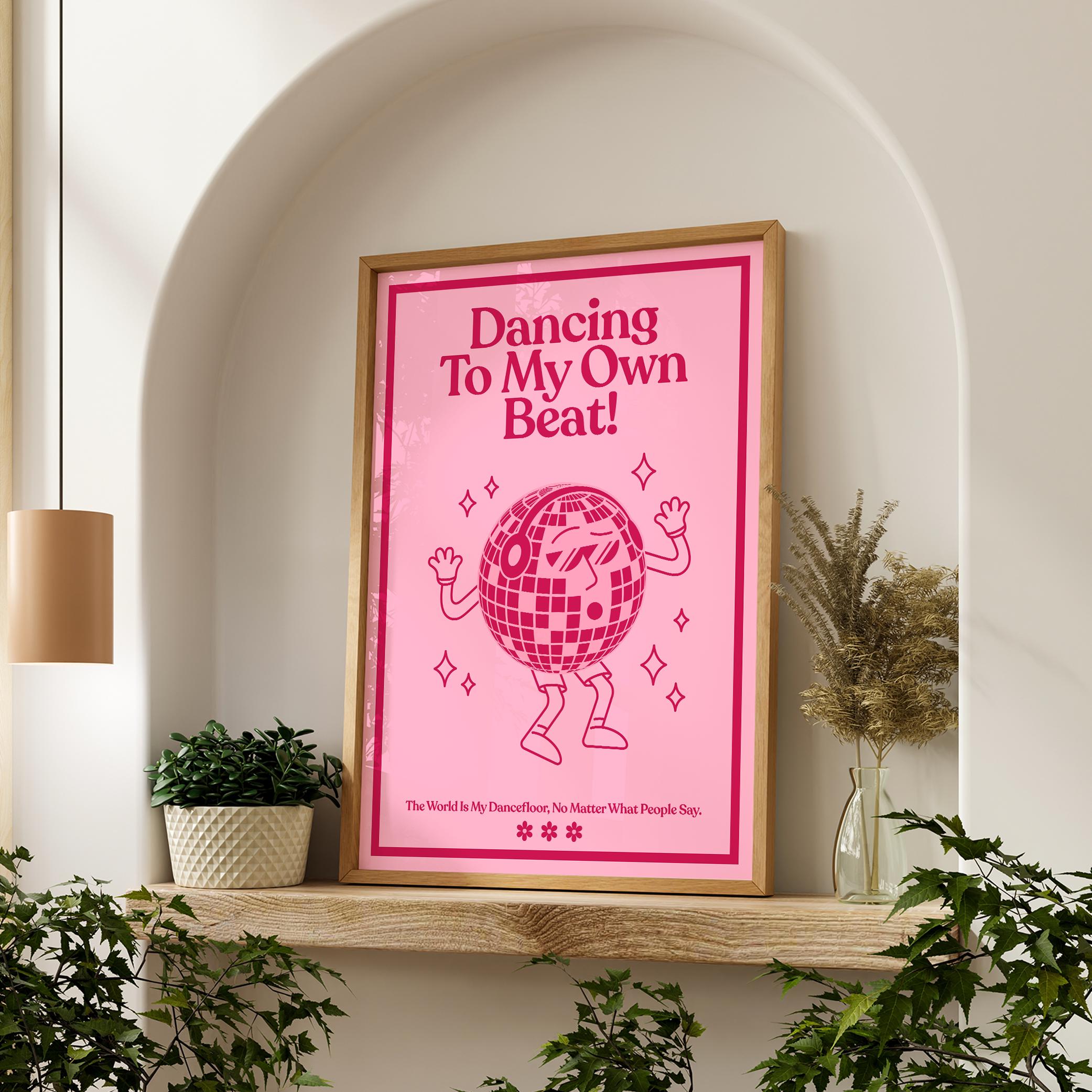 Dancing to My Own Beat Art Print, Inspiration Poster, Smiley 90s Wavy ...