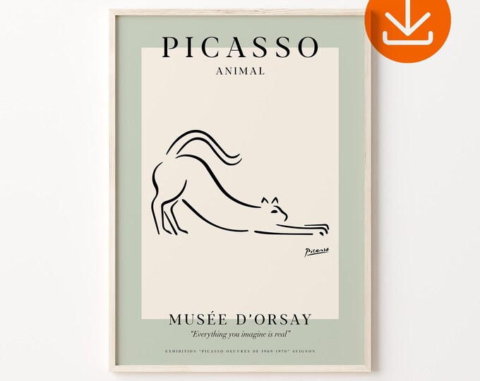 Picasso Print, Cat Sketch Print, Picasso Cat Wall Art, Picasso Cat ...