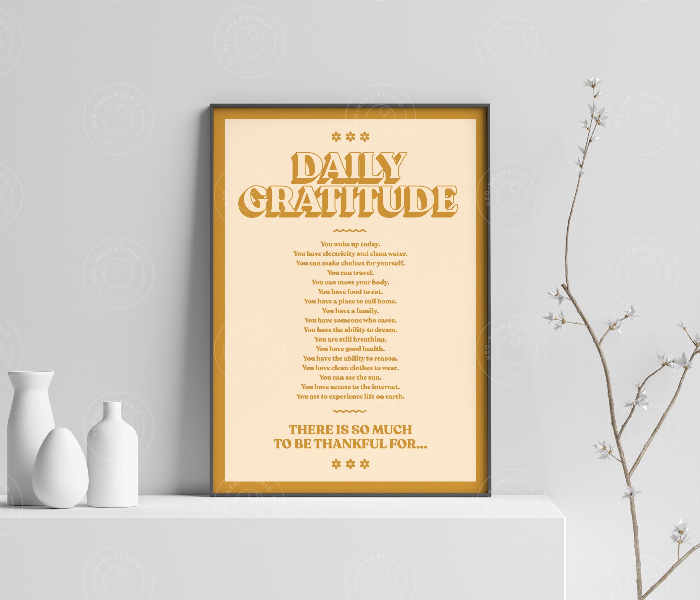 Daily Gratitude Poster, Retro Wall Art, Daily Affirmations Poster ...