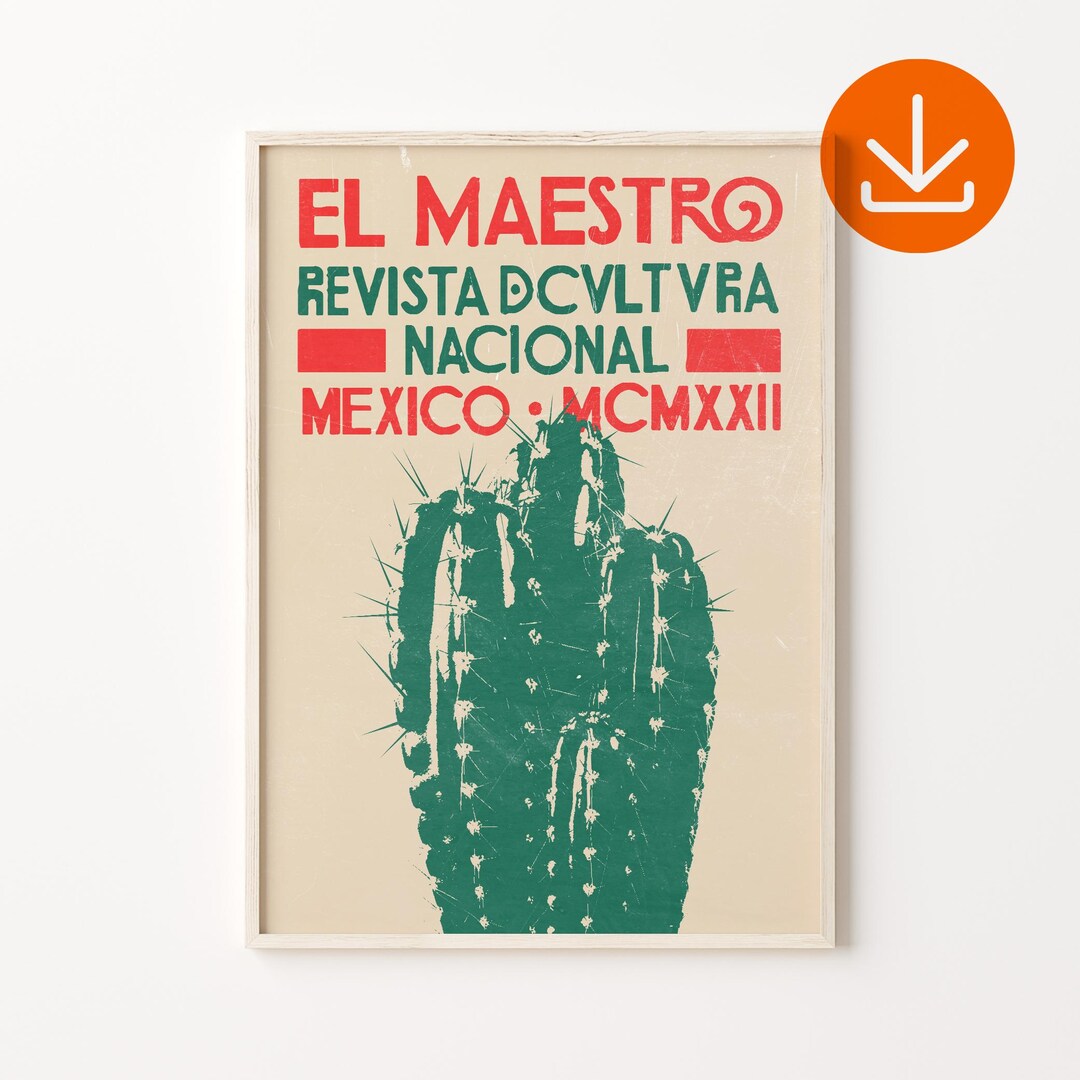 Vintage El Maestro Poster, Mexican Art Print, Desert Flowers Art Print ...