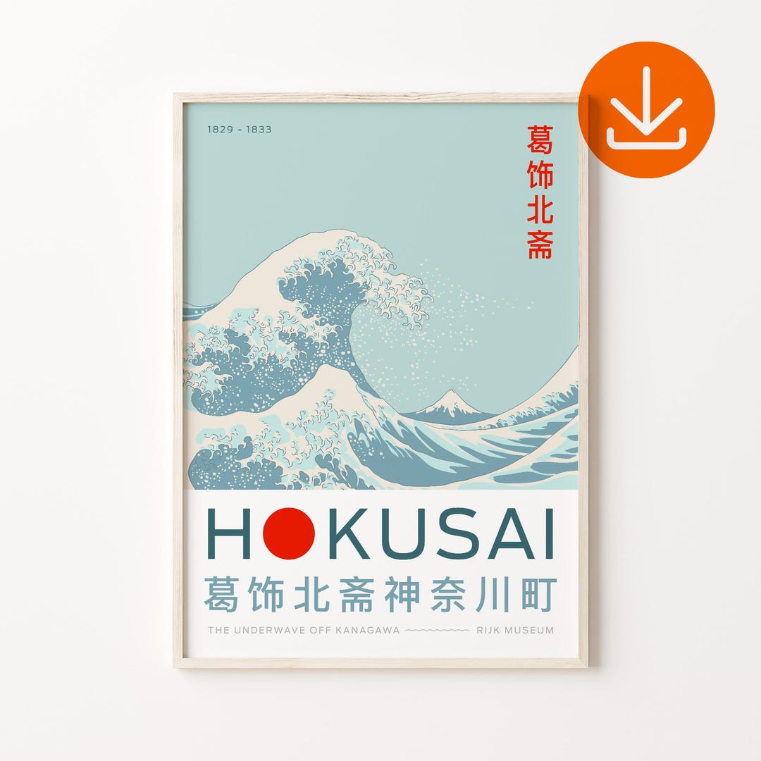Hokusai Japanese Art Print, the Great Wave Art Poster, Digital Download ...