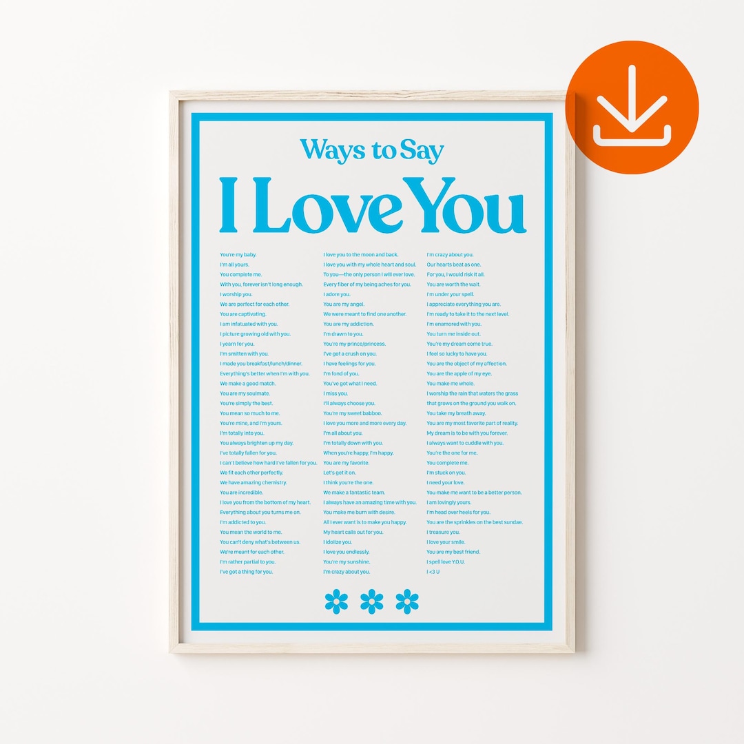 Ways to Say I Love You Art Print, Inspiration Love Poster, Retro Love ...